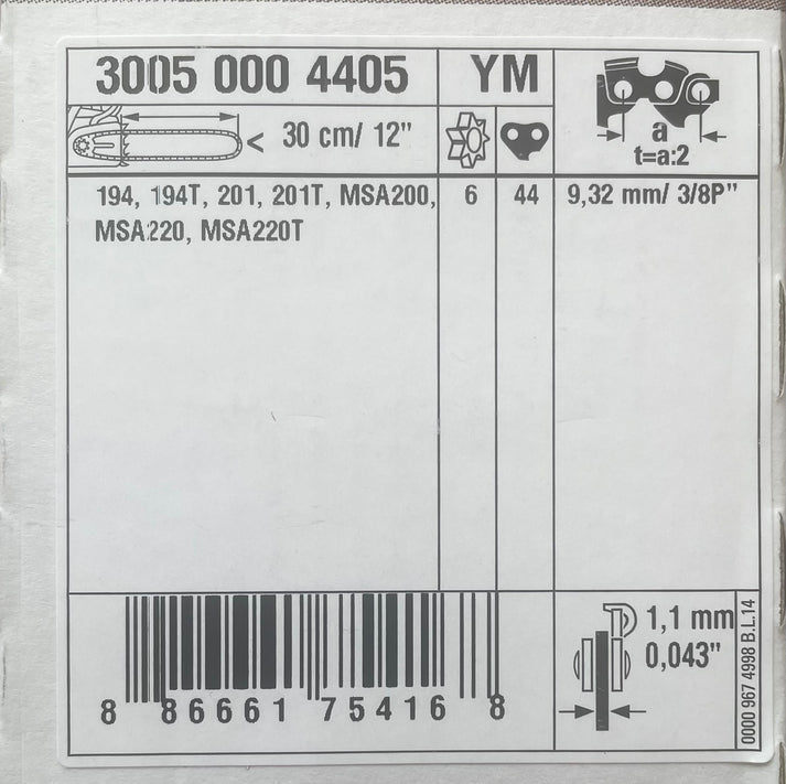 Stihl 3005 000 4405 - Light 04 Chainsaw Guide Bar - 12" (30cm ...